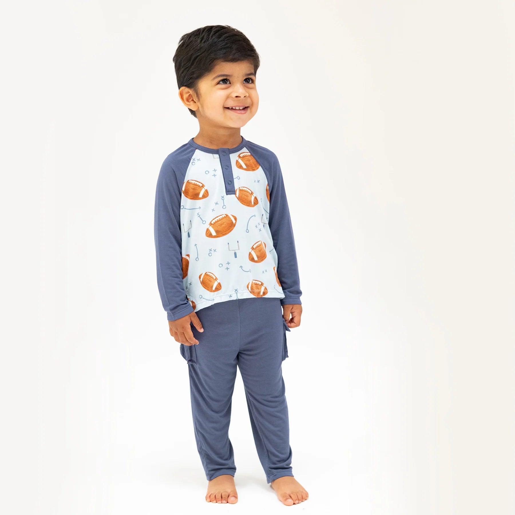 Footballs Blue - Raglan Top with Cargo Pants – Shop Little Cousins