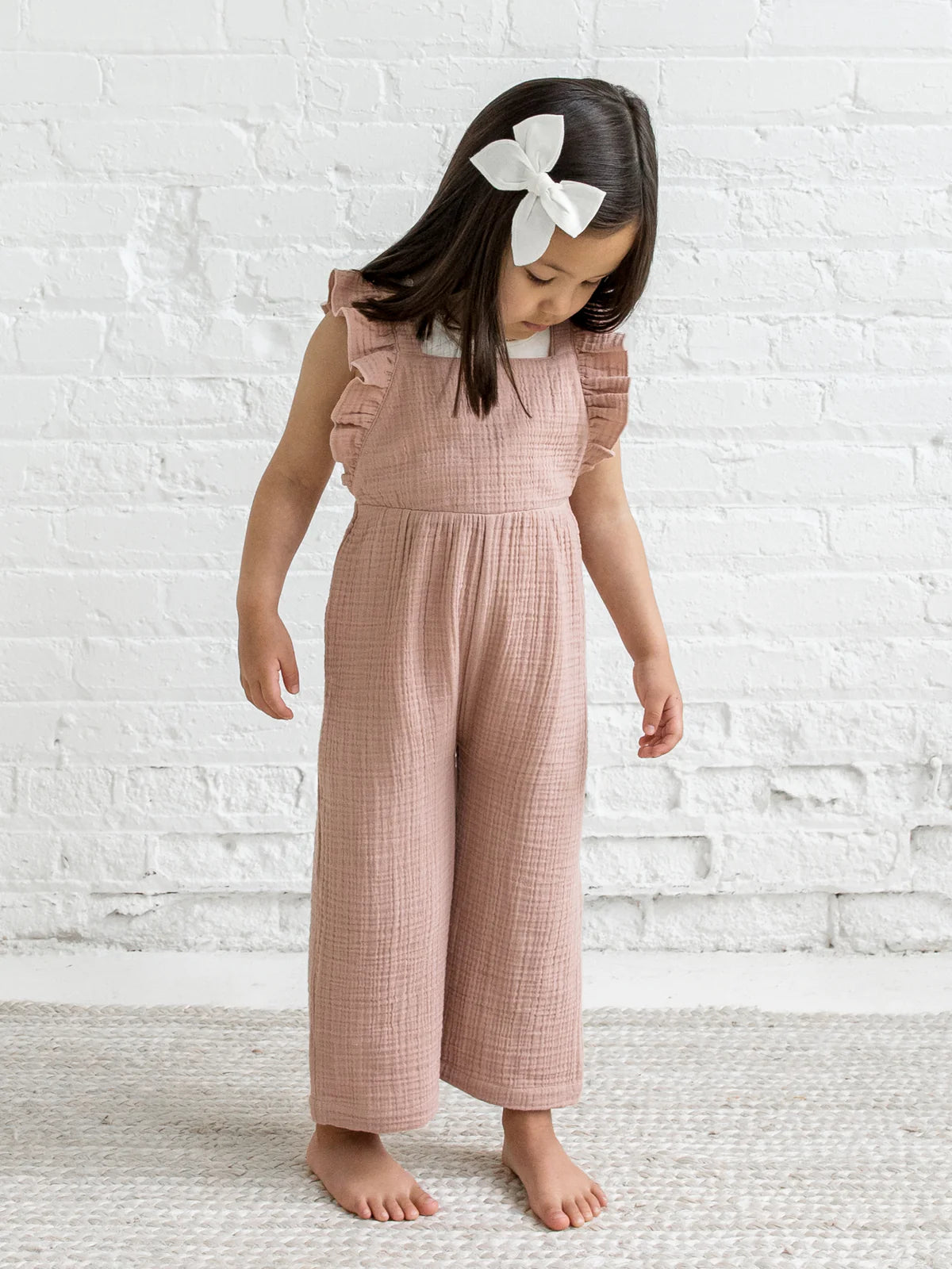 Orla Muslin Ruffle Overalls - Dusty Mauve – Shop Little Cousins